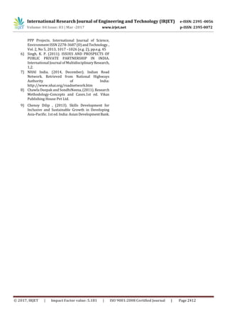 Study of Different Public-Private Partnership (PPP) Model for the Road ...