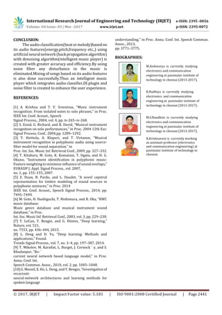 Audio Classification using Artificial Neural Network with Denoising ...