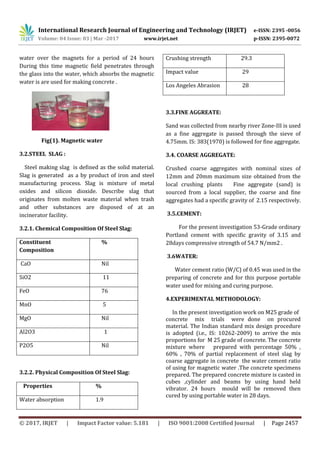 Experimental Investigation on Replacement of Magnetic Water and Partial ...