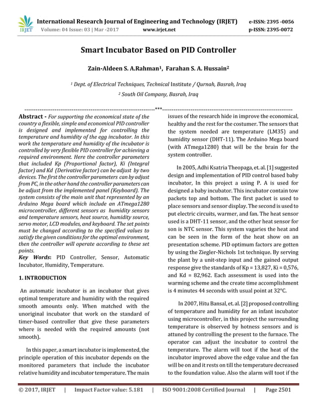 Smart Incubator Based on PID Controller | PDF