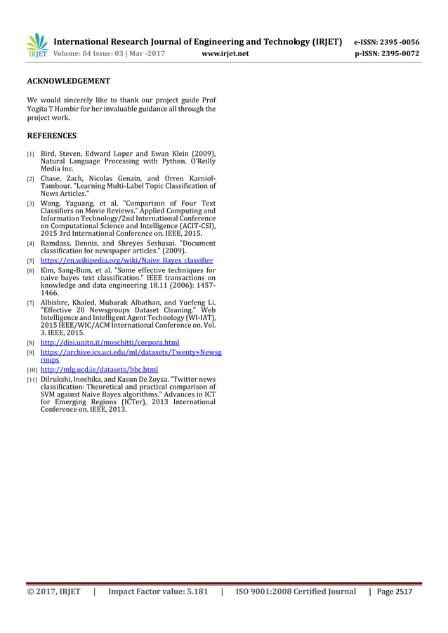 Comparison of Text Classifiers on News Articles | PDF