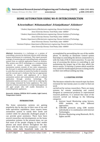 Home Automation using Wi-Fi Interconnection | PDF