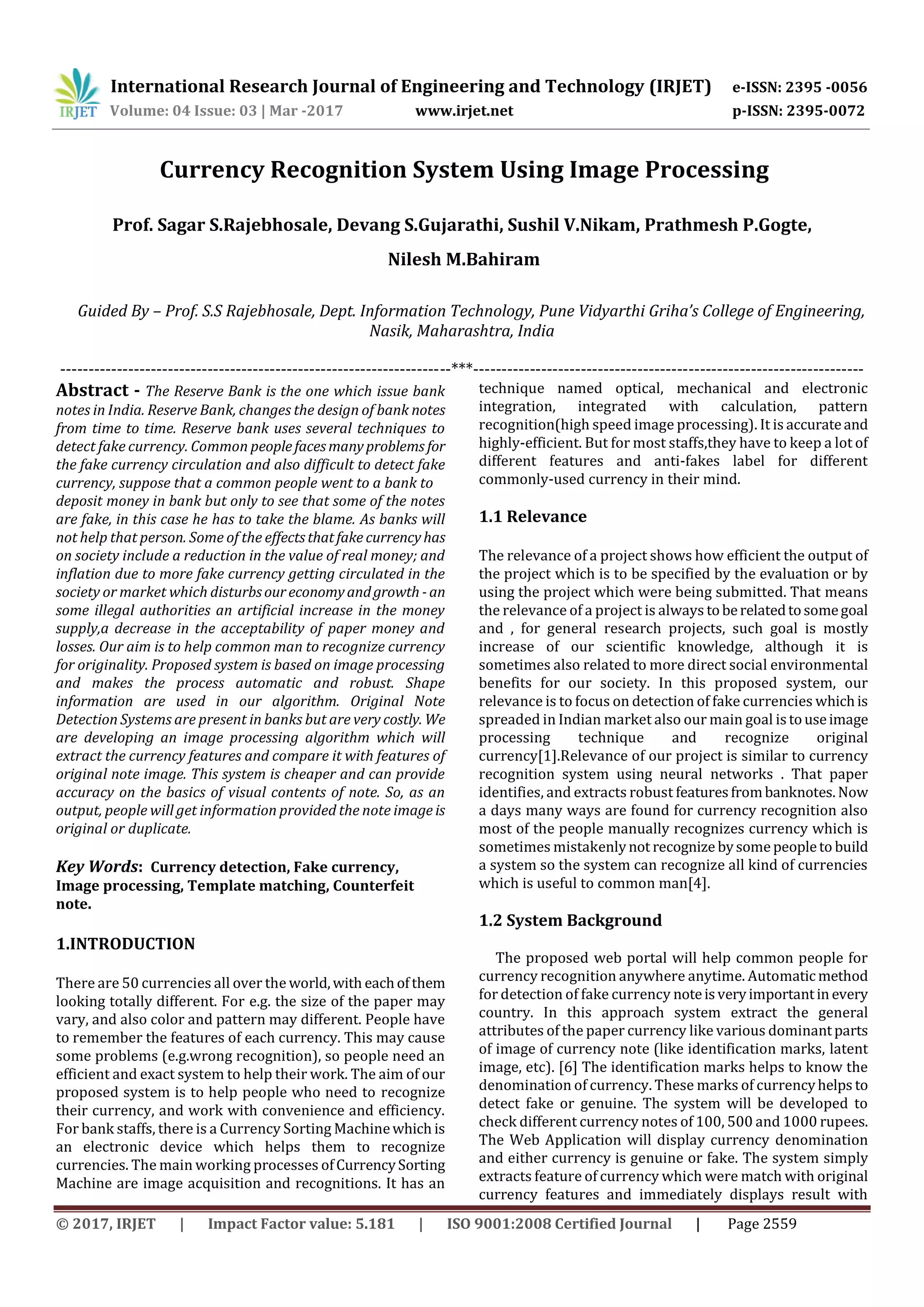 Currency Recognition System using Image Processing | PDF | Stocks and Bonds | Personal Investing