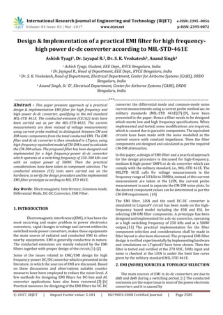 Design & Implementation of a Practical EMI Filter for High Frequency ...