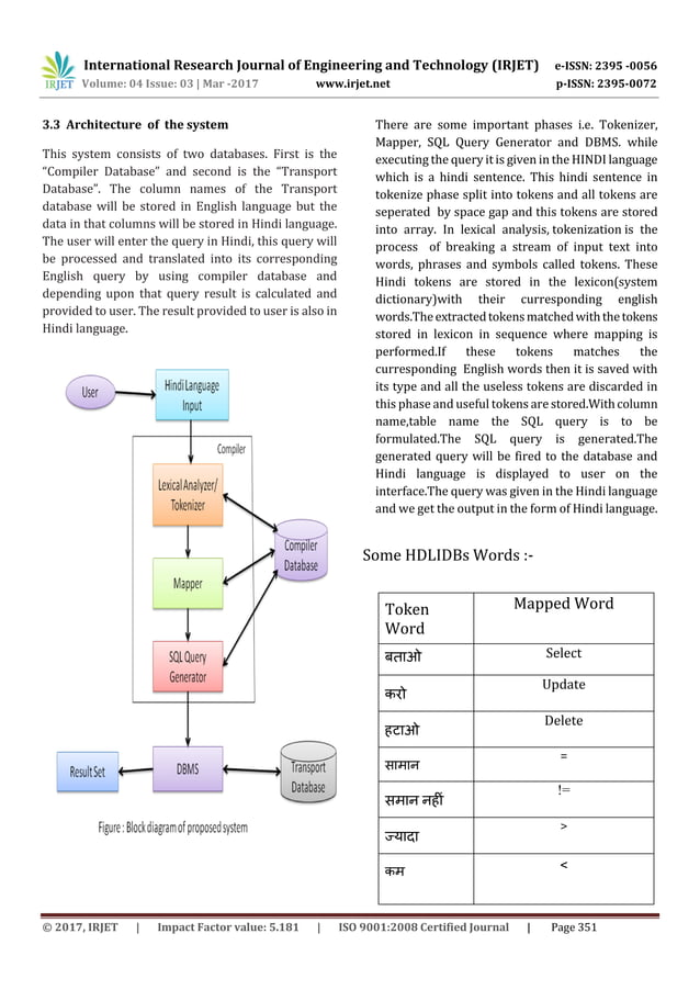 Hindi language as a graphical user interface to relational database for transport system | PDF ...
