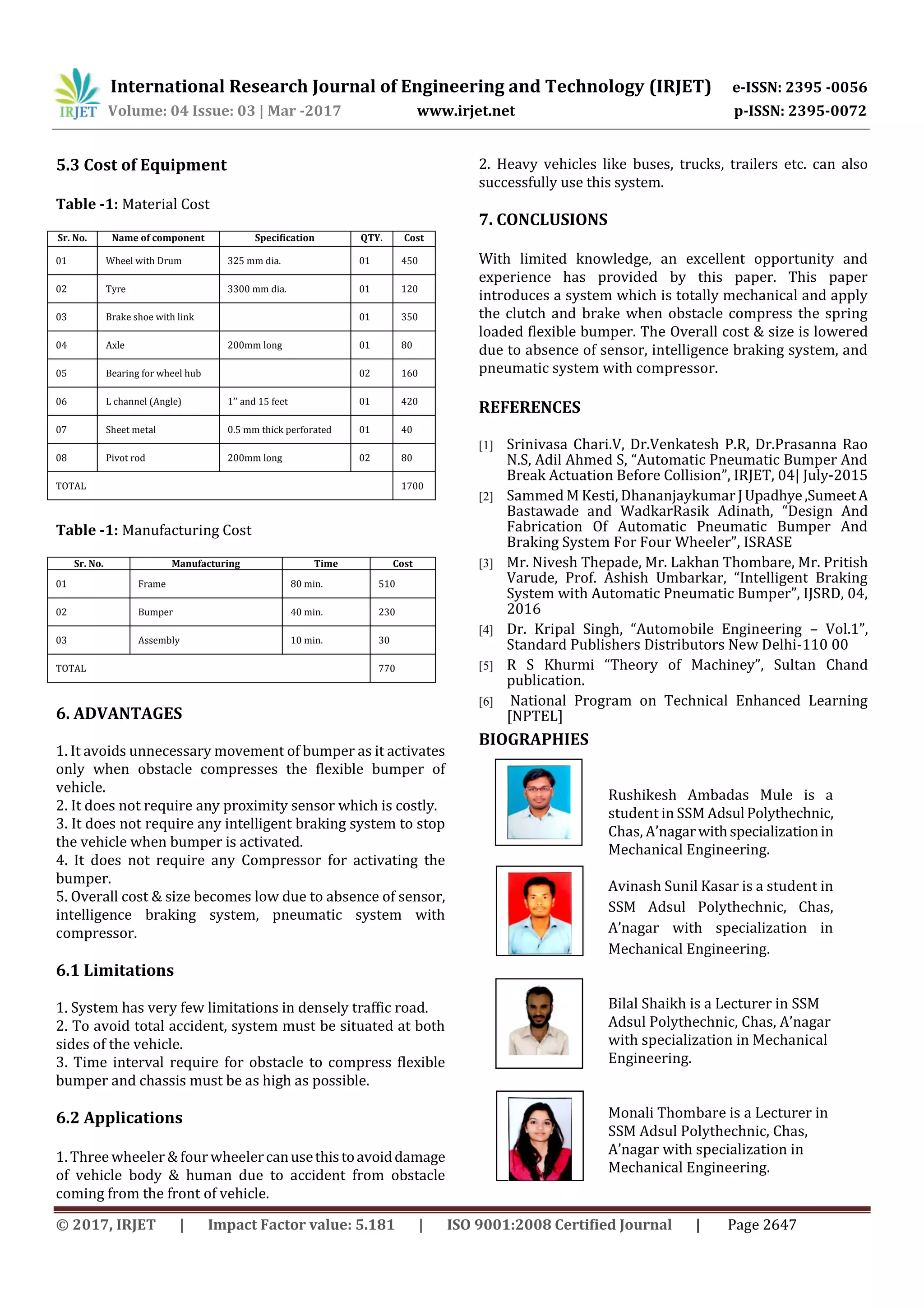 A Spring Loaded Flexible Bumper Controlled Automotive Braking | PDF