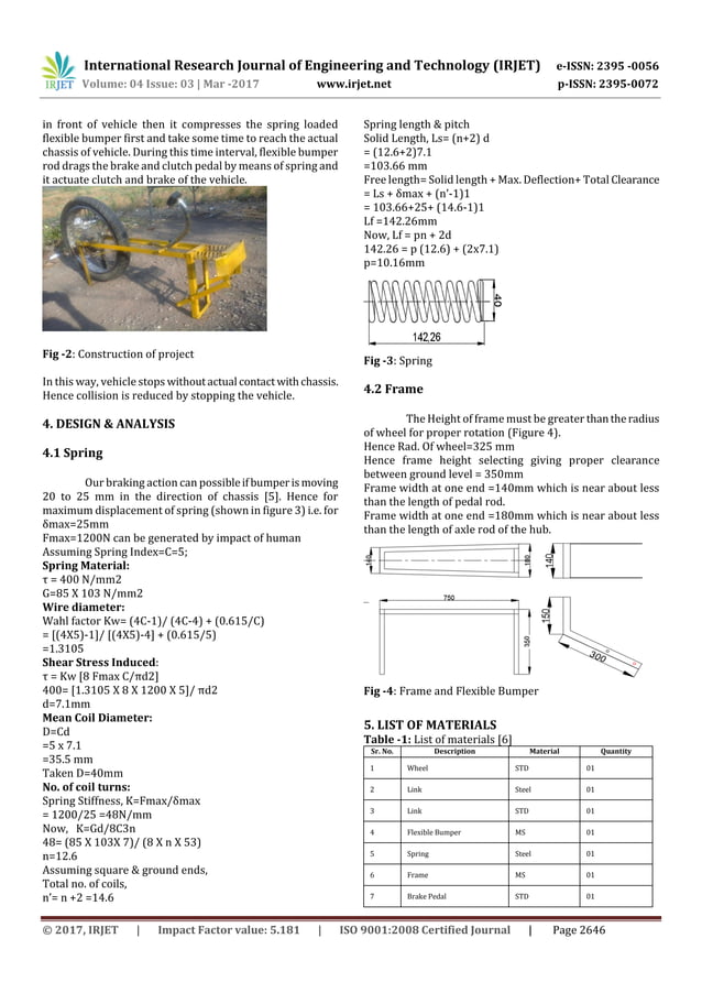 A Spring Loaded Flexible Bumper Controlled Automotive Braking | PDF