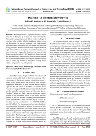 Swarma – A Women Safety Device | PDF