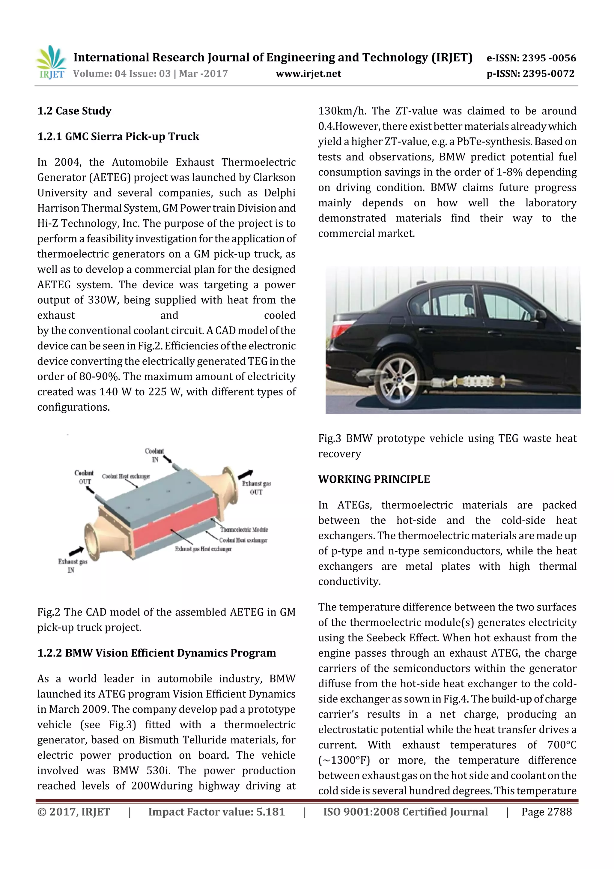 A Review of Automotive Thermoelectric Generator | PDF