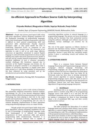 An Efficient Approach to Produce Source Code by Interpreting Algorithm | PDF