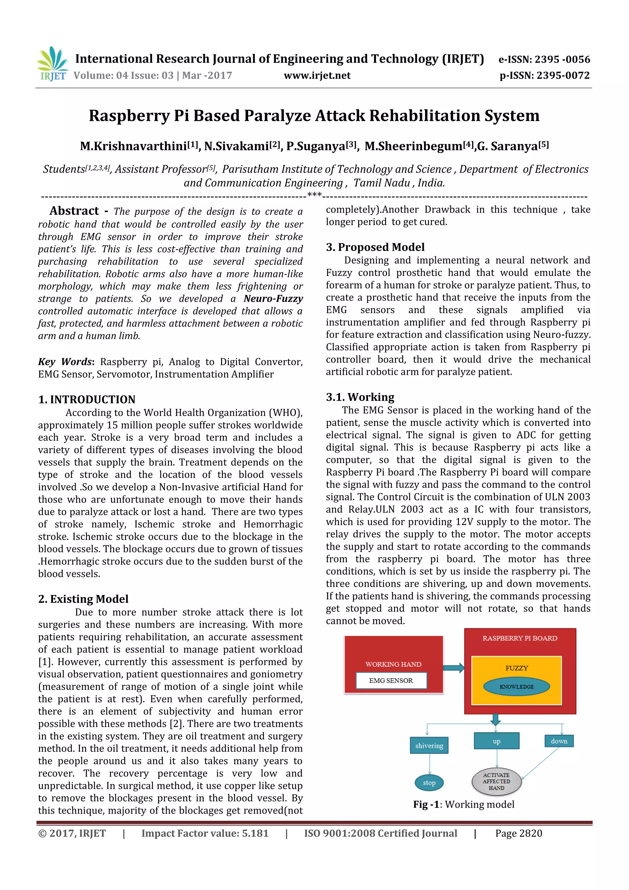 Raspberry PI Based Paralyze Attack Rehabilitation System | PDF