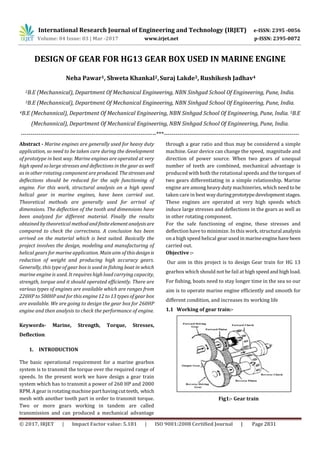 Design of Gear For Hg13 Gear Box used in Marine Engine | PDF