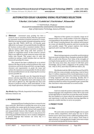 Automated Essay Grading using Features Selection | PDF