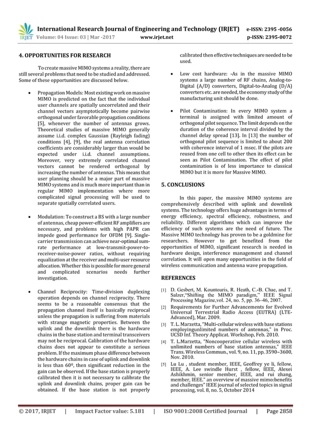 Review on Massive MIMO (Multiple Input Multiple Output) | PDF Review on Massive MIMO (Multiple Input Multiple Output) | PDF