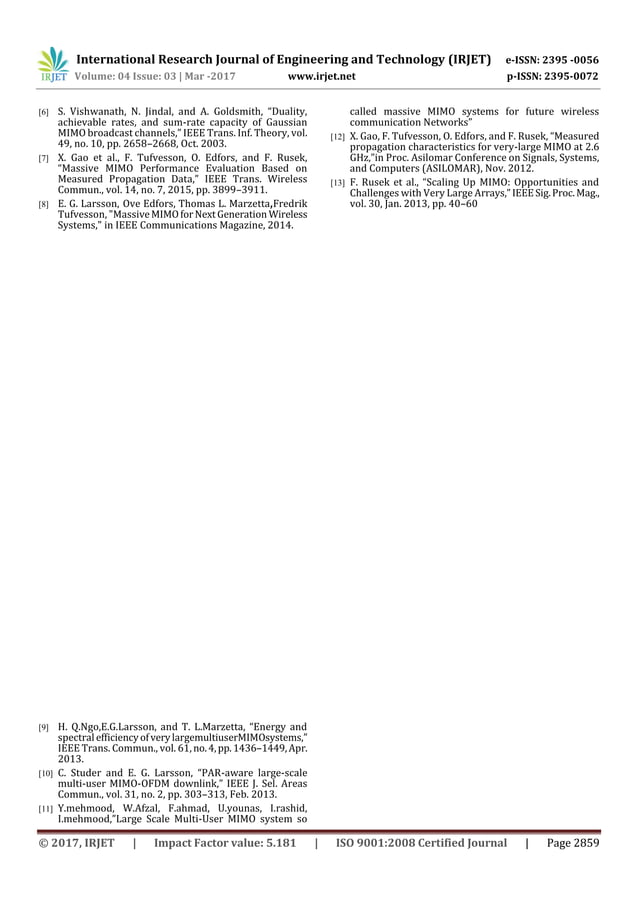 Review on Massive MIMO (Multiple Input Multiple Output) | PDF Review on Massive MIMO (Multiple Input Multiple Output) | PDF