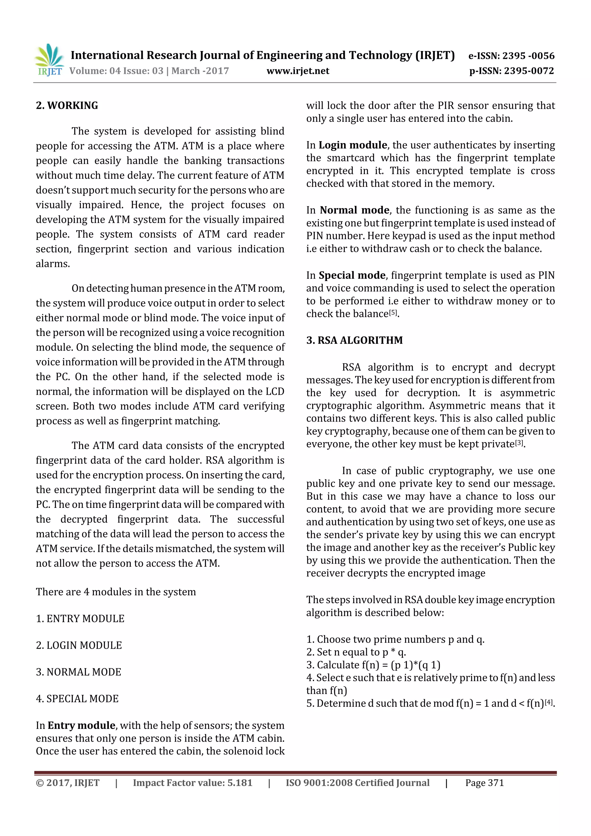 ATM for visually challenged people | PDF