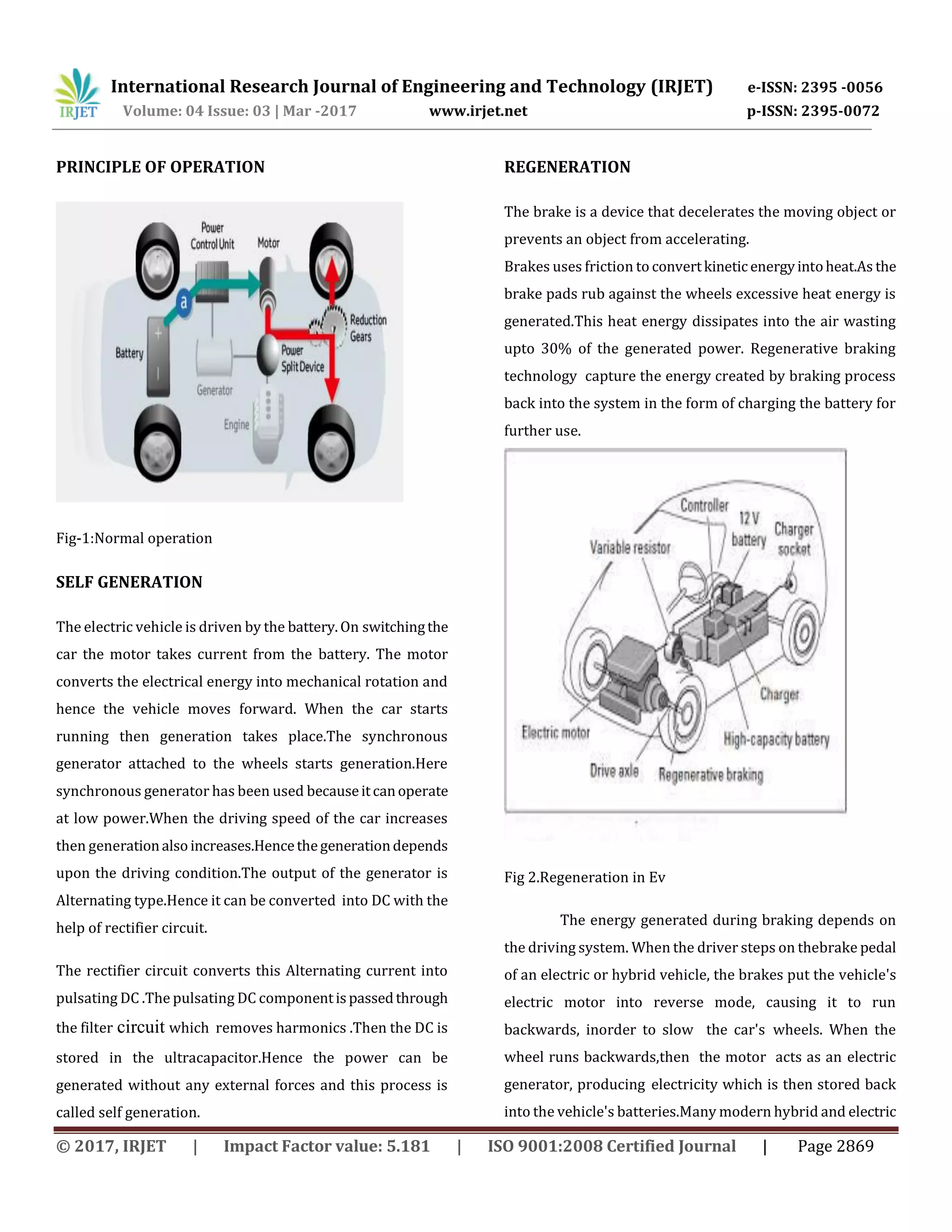 Power Production in Electricle Vehicle using Self Generation and ...
