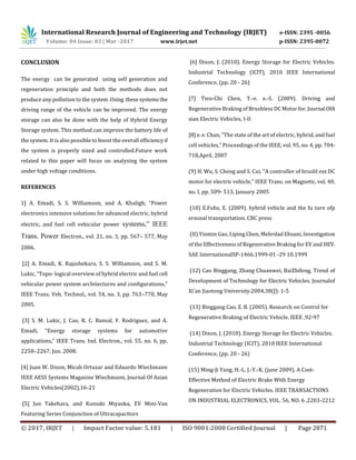 Power Production in Electricle Vehicle using Self Generation and Regeneration | PDF