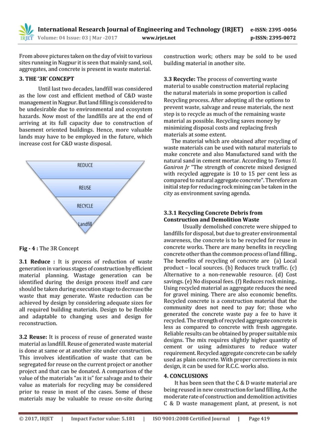 C & D Waste Material Management in Construction Industry of Nagpur Region | PDF