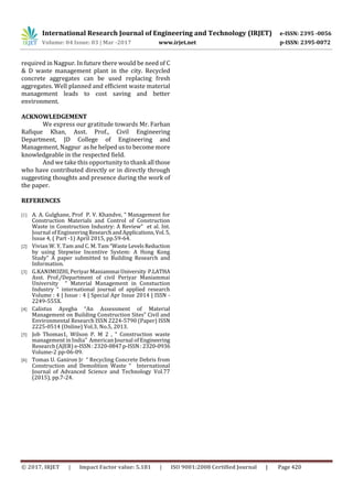 C & D Waste Material Management in Construction Industry of Nagpur Region | PDF