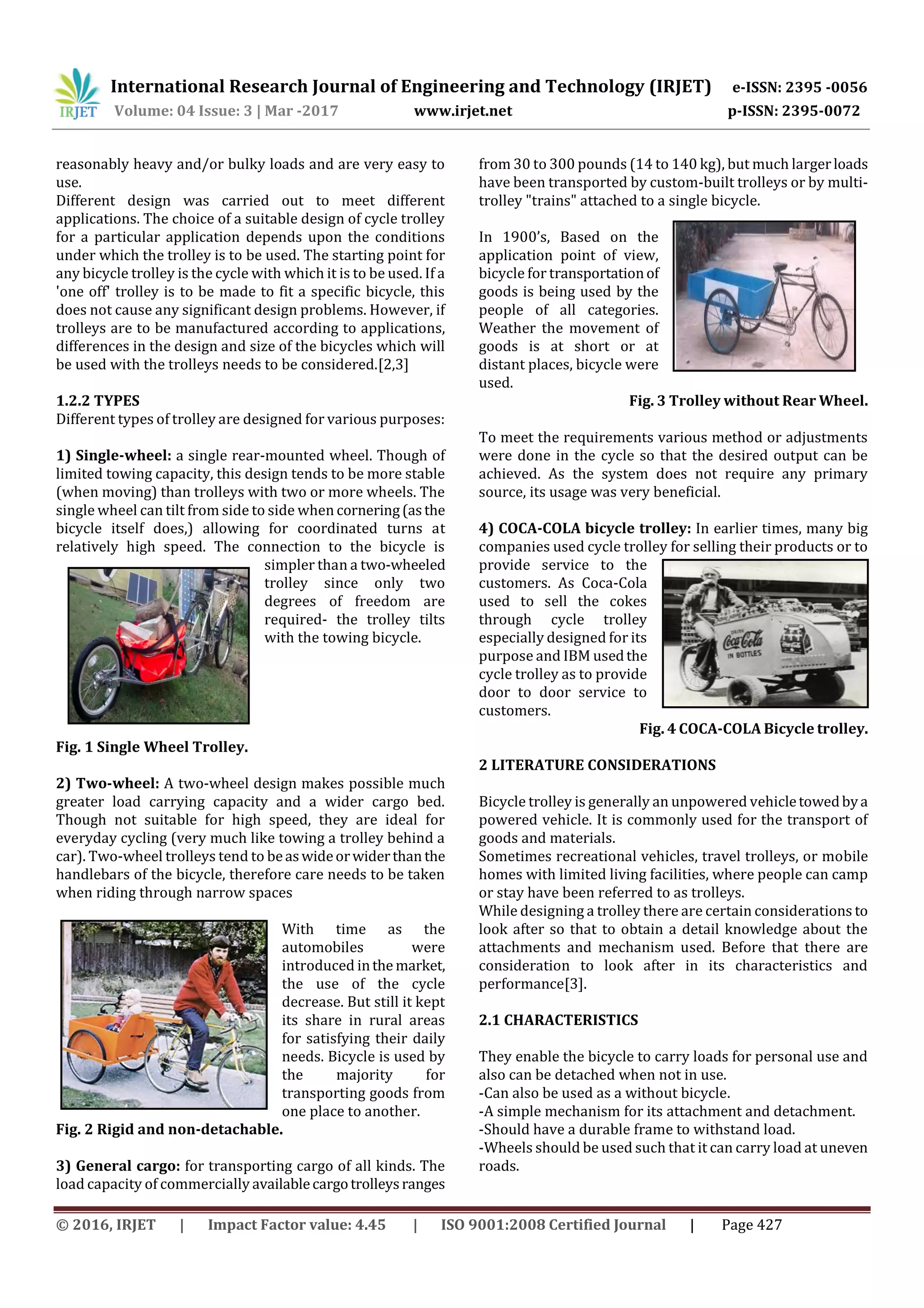 Design and fabrication of compact bicycle trolley | PDF