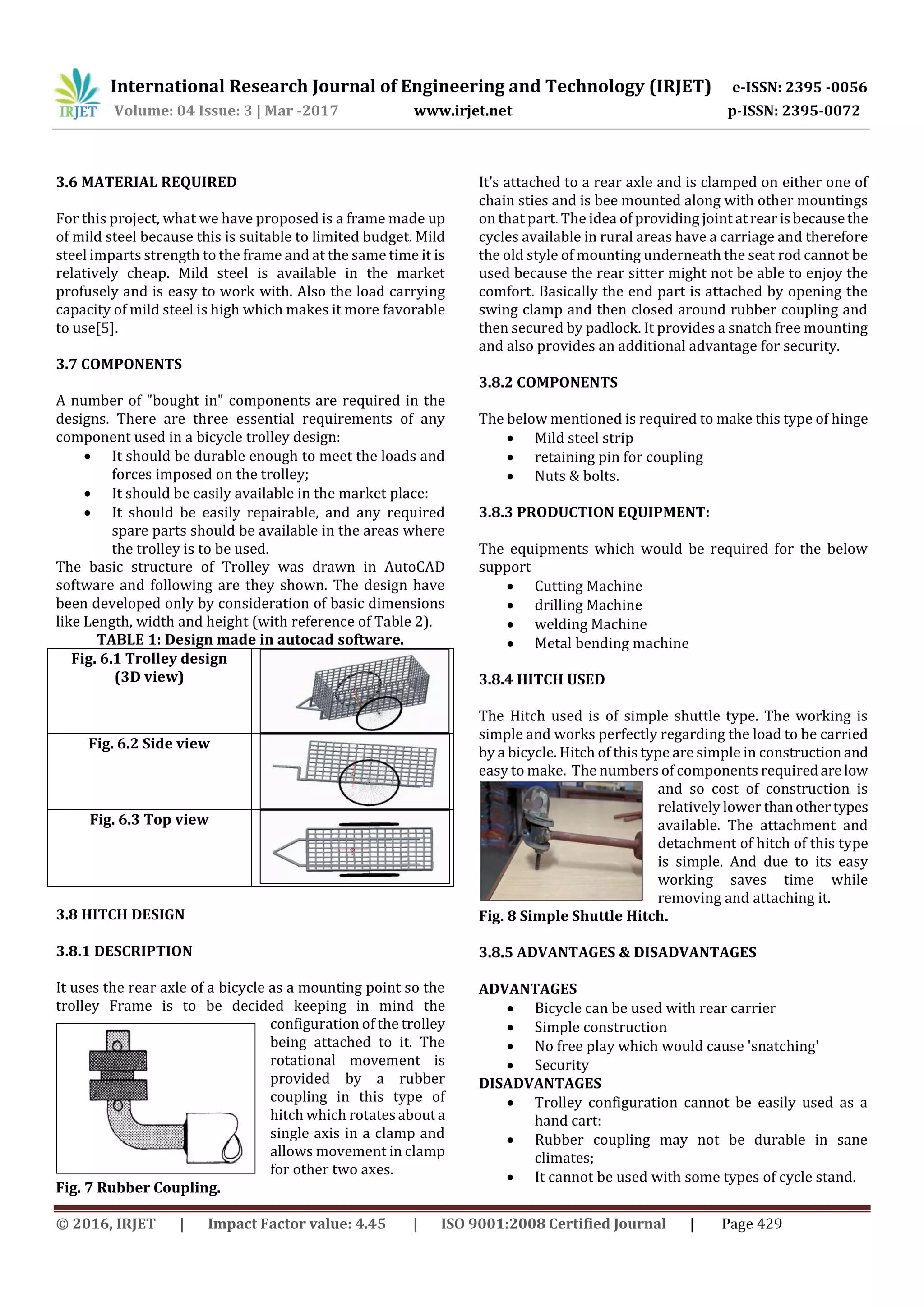 Design and fabrication of compact bicycle trolley | PDF