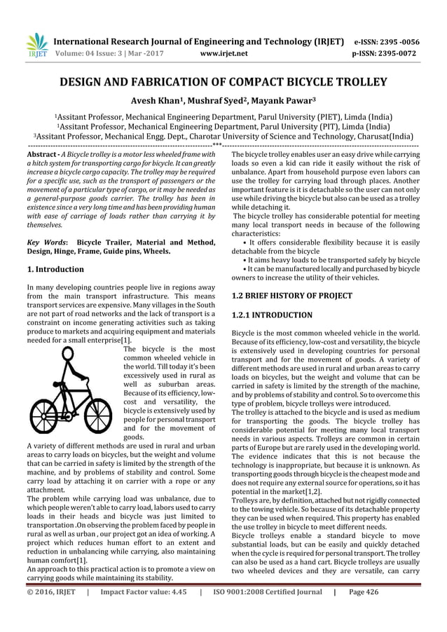 Design and fabrication of compact bicycle trolley | PDF