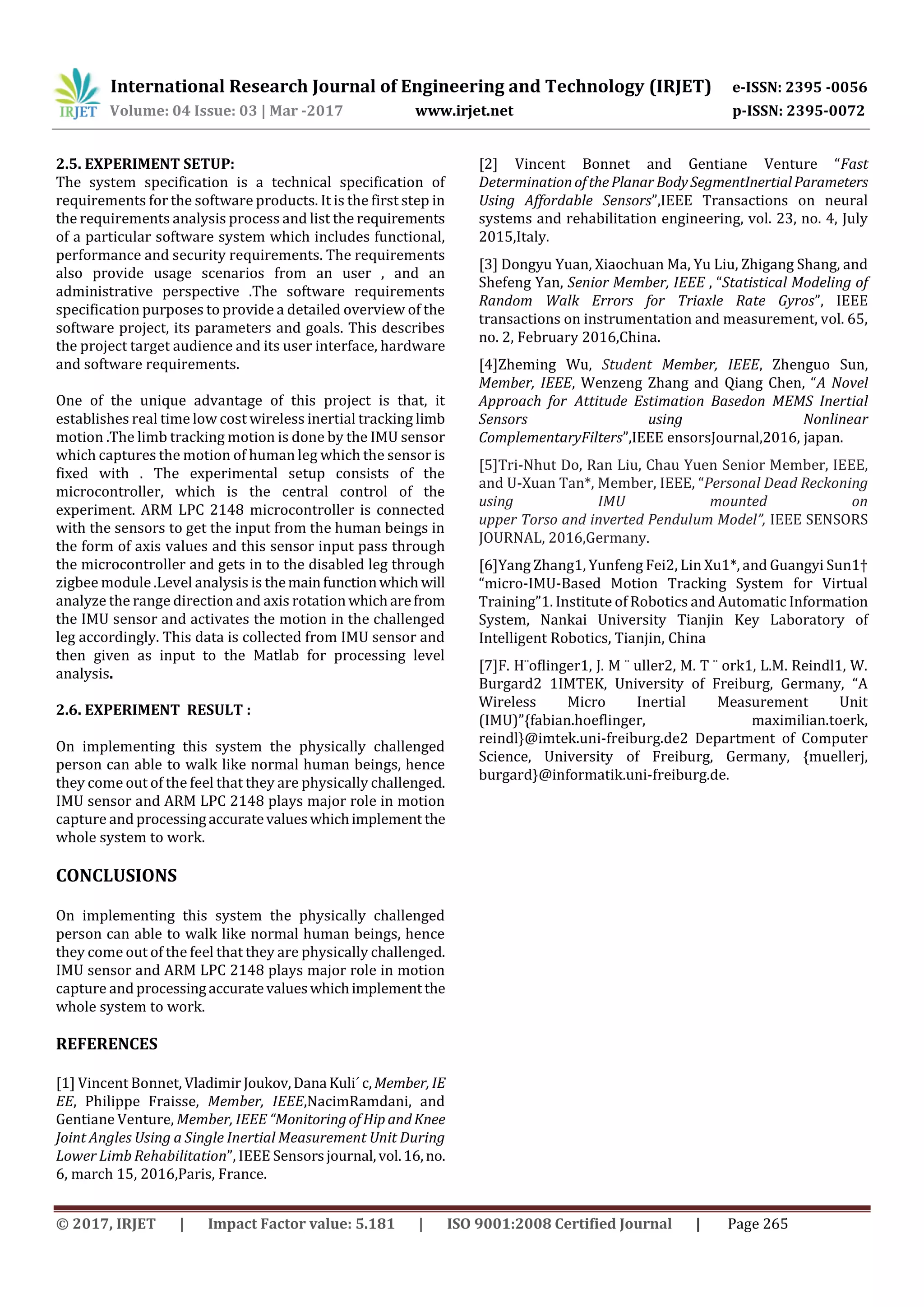 Tracking Limb Motion Using Inertial Measurement Units Imu Pdf