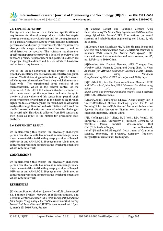 Tracking limb motion using inertial measurement units (IMU) | PDF