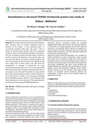 Introduction to advanced TUNNEL Formwork system: Case study of ‘Rohan - Abhilasha’ | PDF