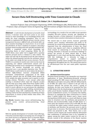 Secure Data Self-Destructing with Time Constraint in Clouds | PDF | Cloud Computing | Internet
