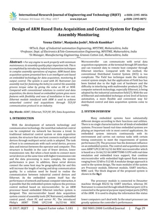 IRJET-Design of ARM Based Data Acquisition and Control System for Engine Assembly Monitoring | PDF