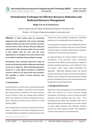 IRJET-Virtualization Technique for Effective Resource Utilization and Dedicated Resource ...