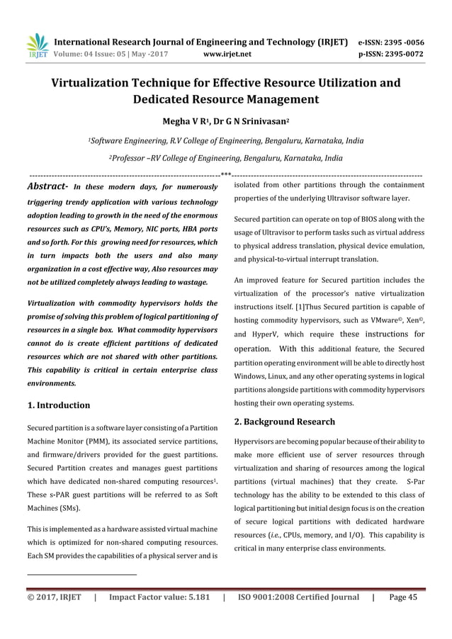 IRJET-Virtualization Technique for Effective Resource Utilization and Dedicated Resource ...