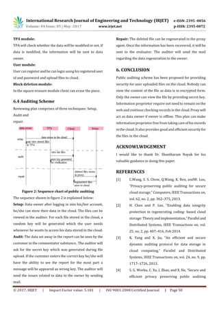 IRJET-Survey Paper on Security for Data Storage and Regeneration of Code by Adopting Auditing ...