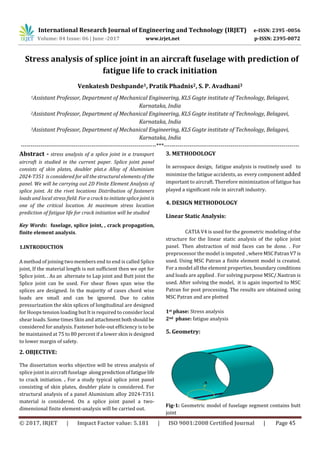 Stress analysis of splice joint in an aircraft fuselage with prediction ...