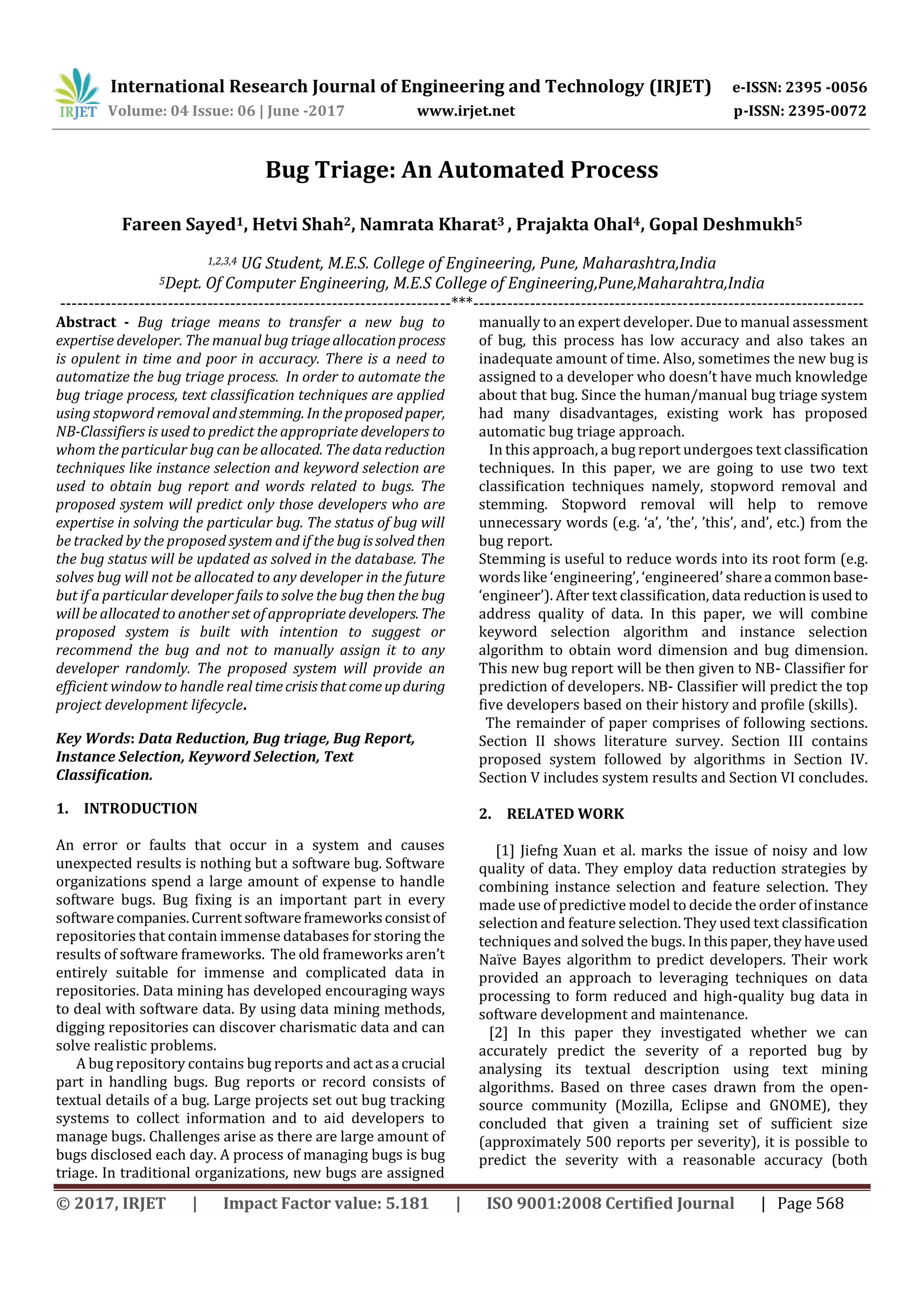Bug Triage An Automated Process Pdf