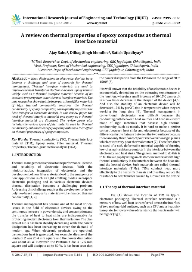 A Review on Thermal Properties of Epoxy Composites as Thermal Interface ...