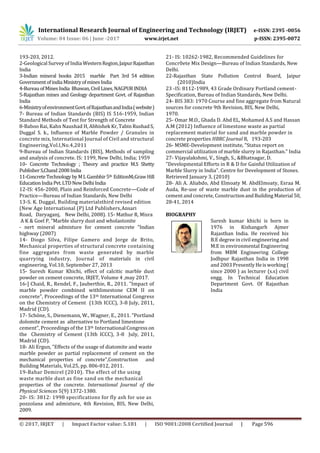 Effect of Dolomitic Marble Dust Powder and Calcitic Marble Dust Powder on Cement Concrete ...