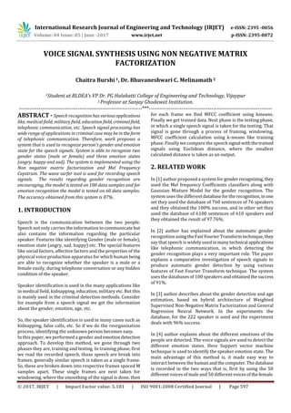Voice Signal Synthesis using Non Negative Matrix Factorization | PDF