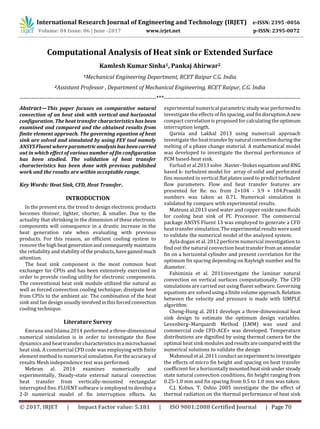 Computational Analysis of Heat sink or Extended Surface | PDF