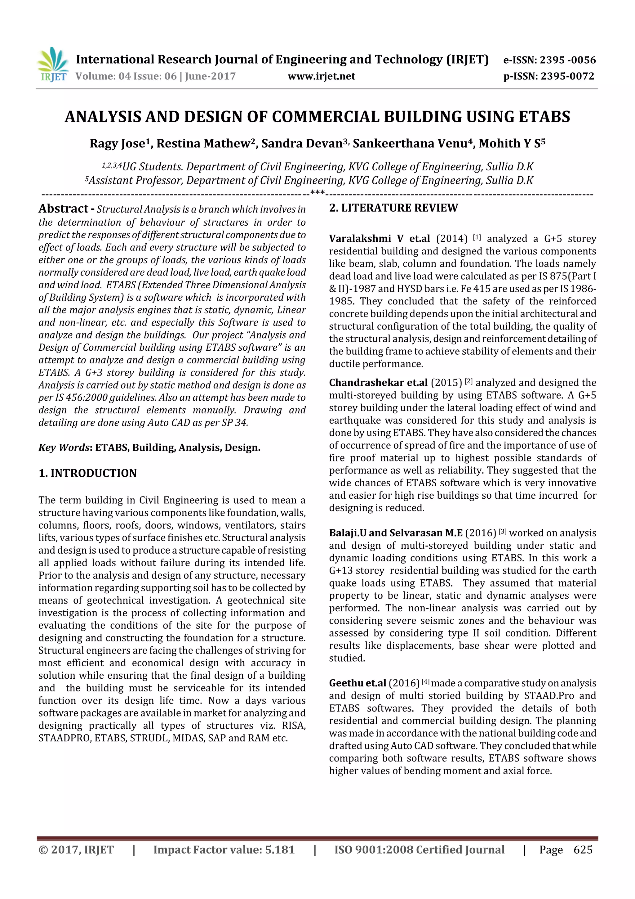 Analysis and Design of Commercial Building using ETABS | PDF