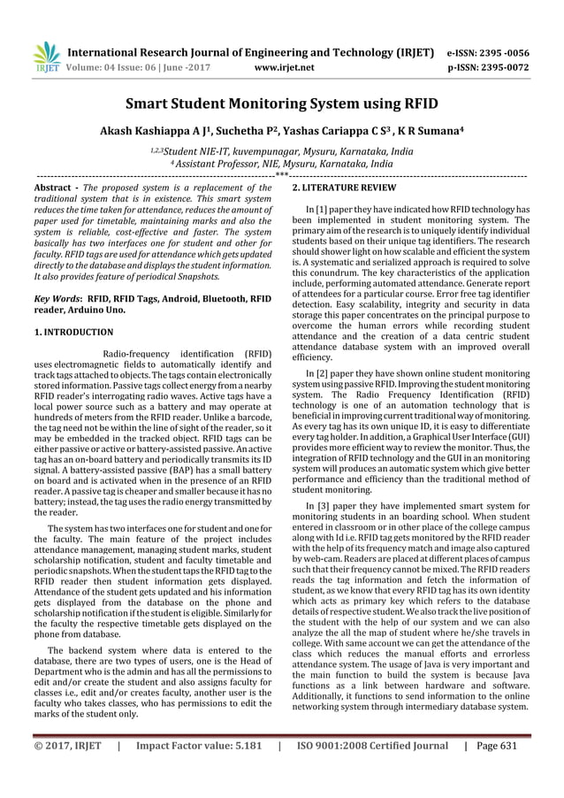 Smart Student Monitoring System using RFID | PDF | Computer Software and Applications | Computing