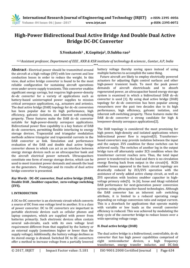 High-Power Bidirectional Dual Active Bridge and Double Dual Active ...
