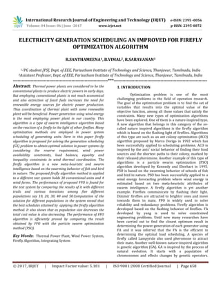 Electricity Generation Scheduling an Improved for Firefly Optimization Algorithm | PDF