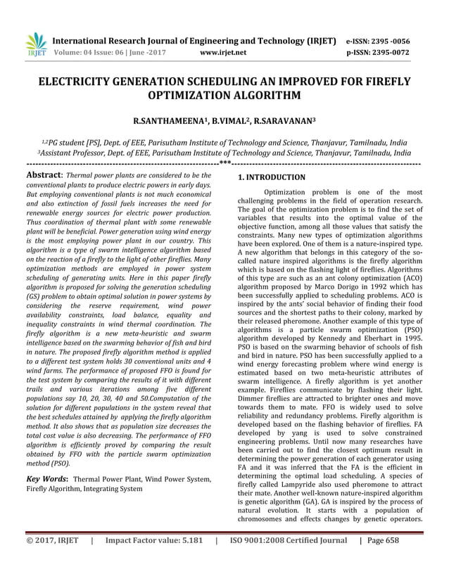 Electricity Generation Scheduling an Improved for Firefly Optimization ... Electricity Generation Scheduling an Improved for Firefly Optimization ...