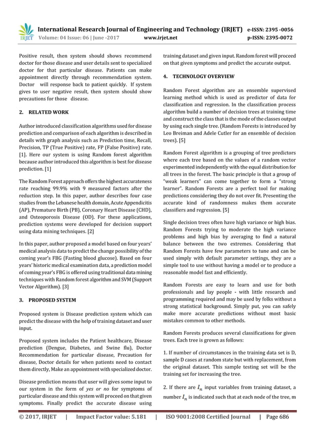 Prediction Of Dengue Diabetes And Swine Flu Using Random Forest Classification Algorithm Pdf