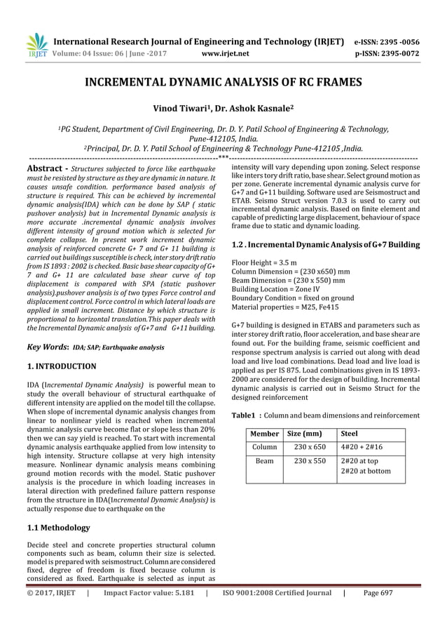 Incremental Dynamic Analysis of RC Frames | PDF