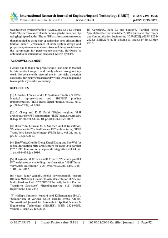 An Area Efficient Mixed Decimation MDF Architecture for Radix 22 Parallel FFT | PDF | Digital ...