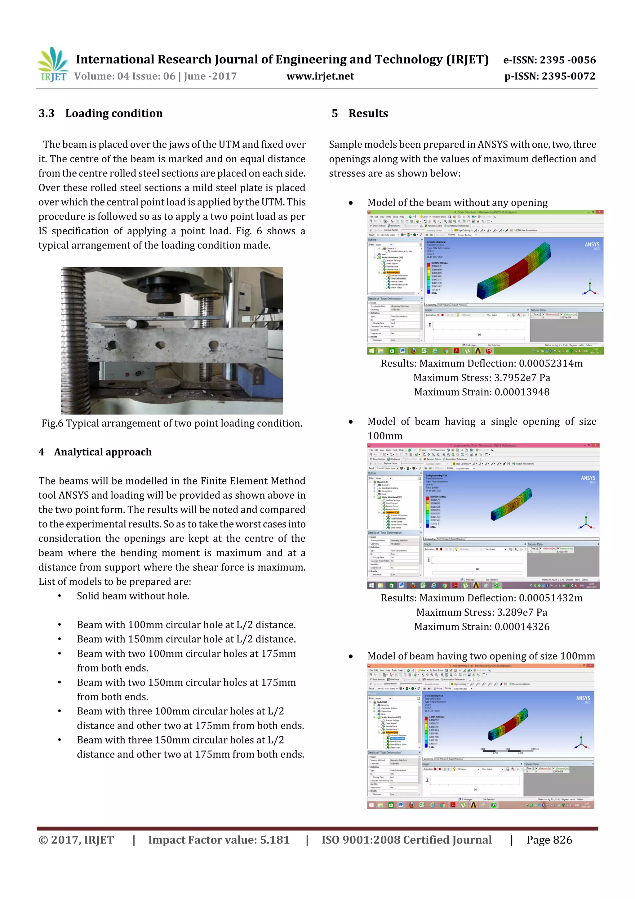 Experimental Investigation of Reinforced Concrete Beam with Opening for ...